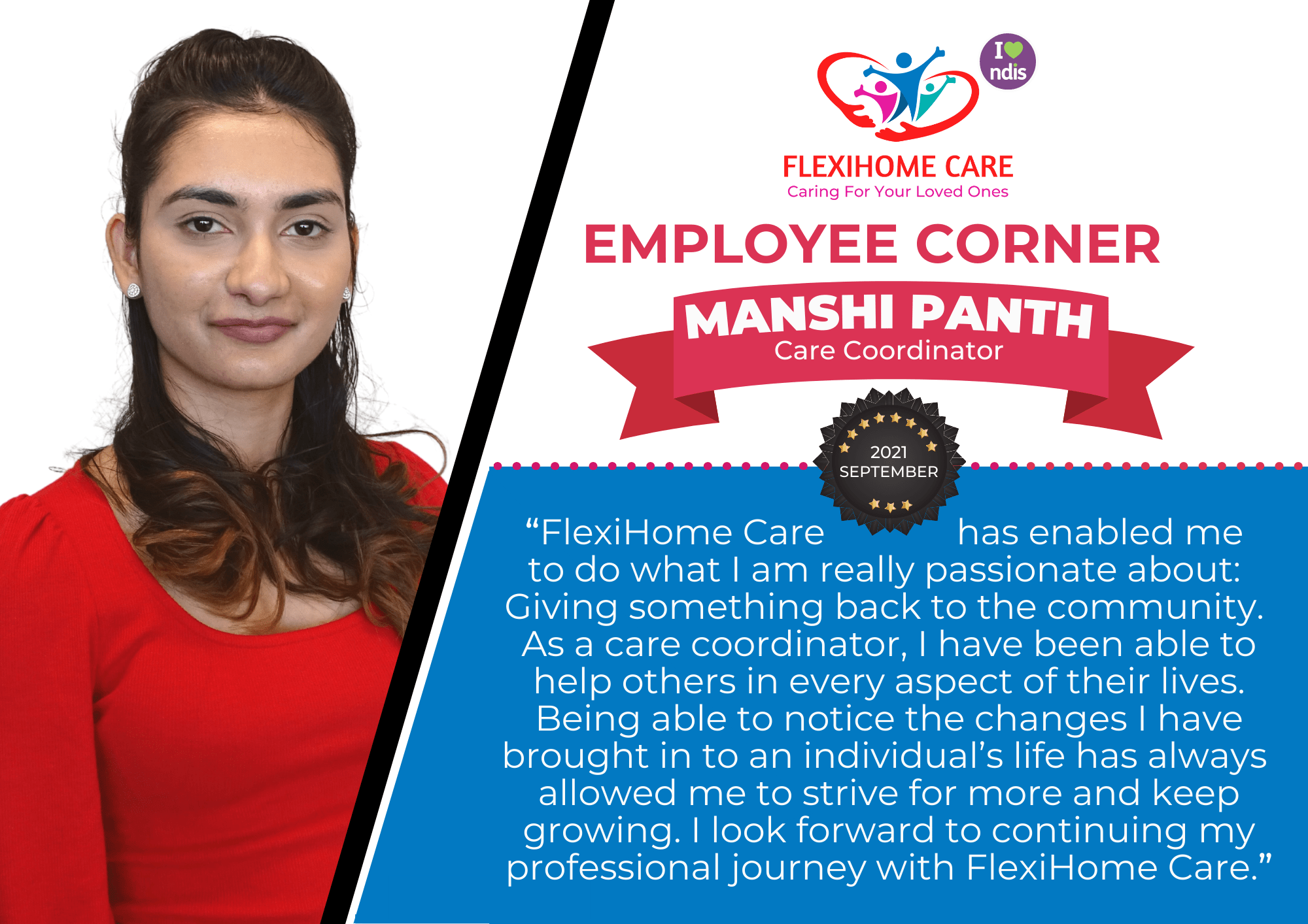 Employee Corner – Manshi Panth – FlexiHome Care